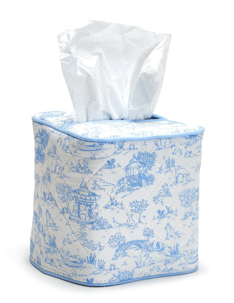 Blue Toile Tissue Box Cover